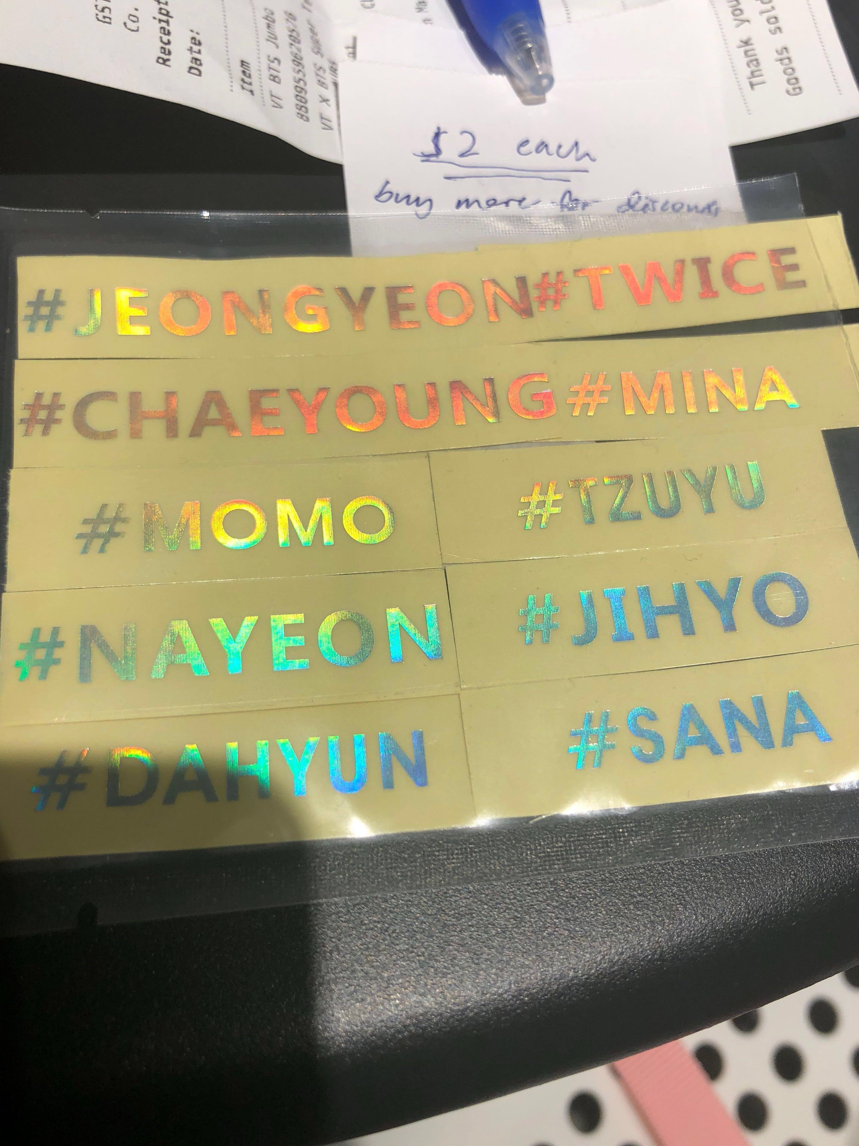 TWICE Members holographic / shiny name stickers, Hobbies & Toys ...