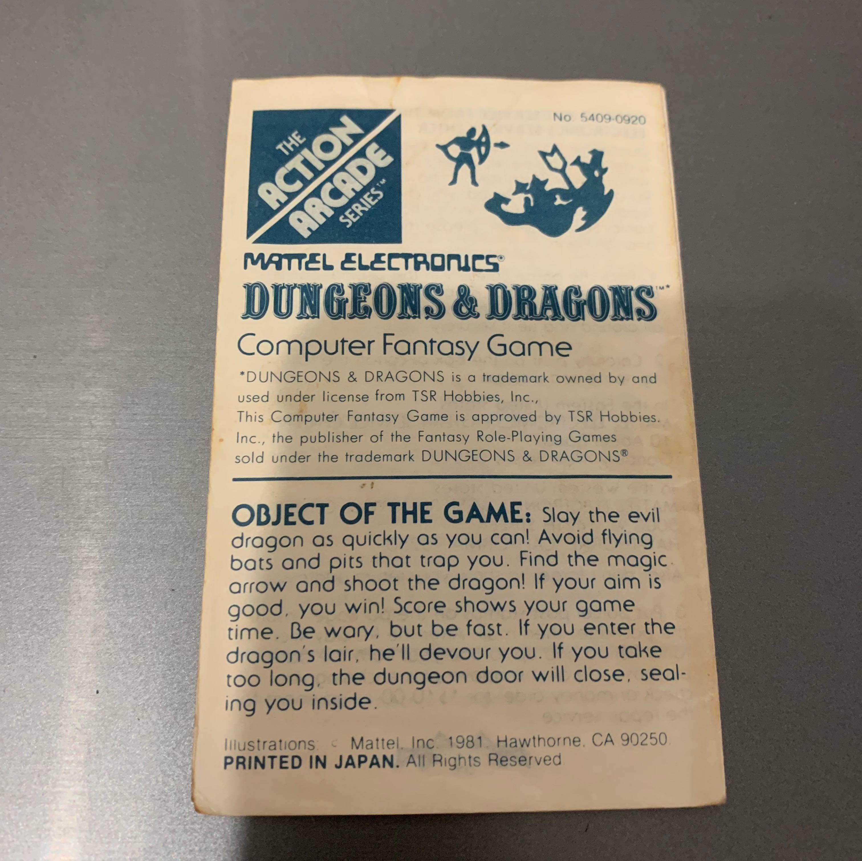 Good Used Mattel Retro Game Casio Handheld Nintendo Dungeons and ...