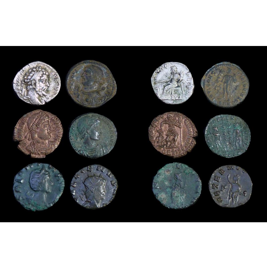 Group of 6 Ancient Roman Coins : 2nd - 4th Century AD, including one ...