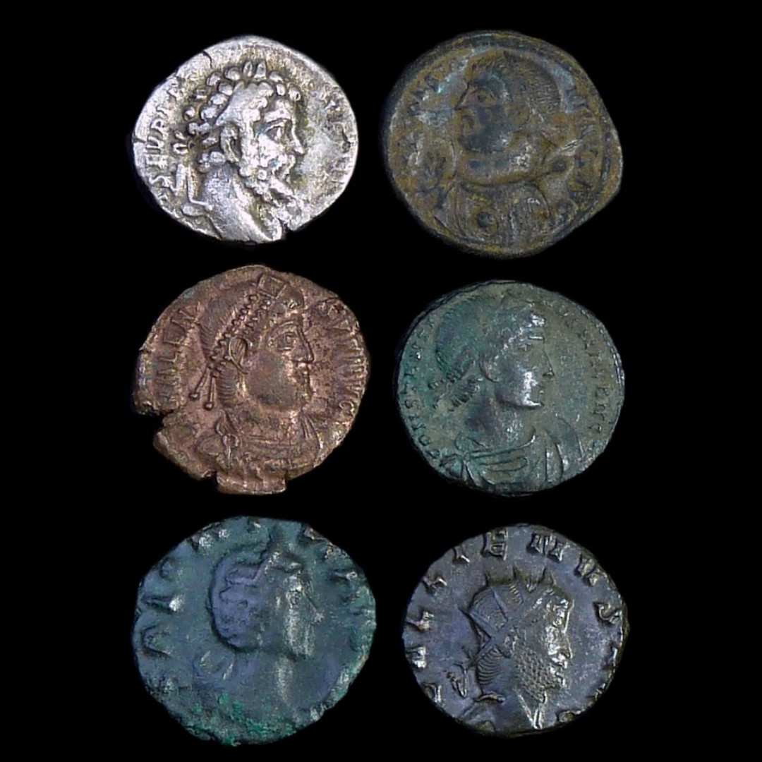 Group of 6 Ancient Roman Coins : 2nd - 4th Century AD, including one ...