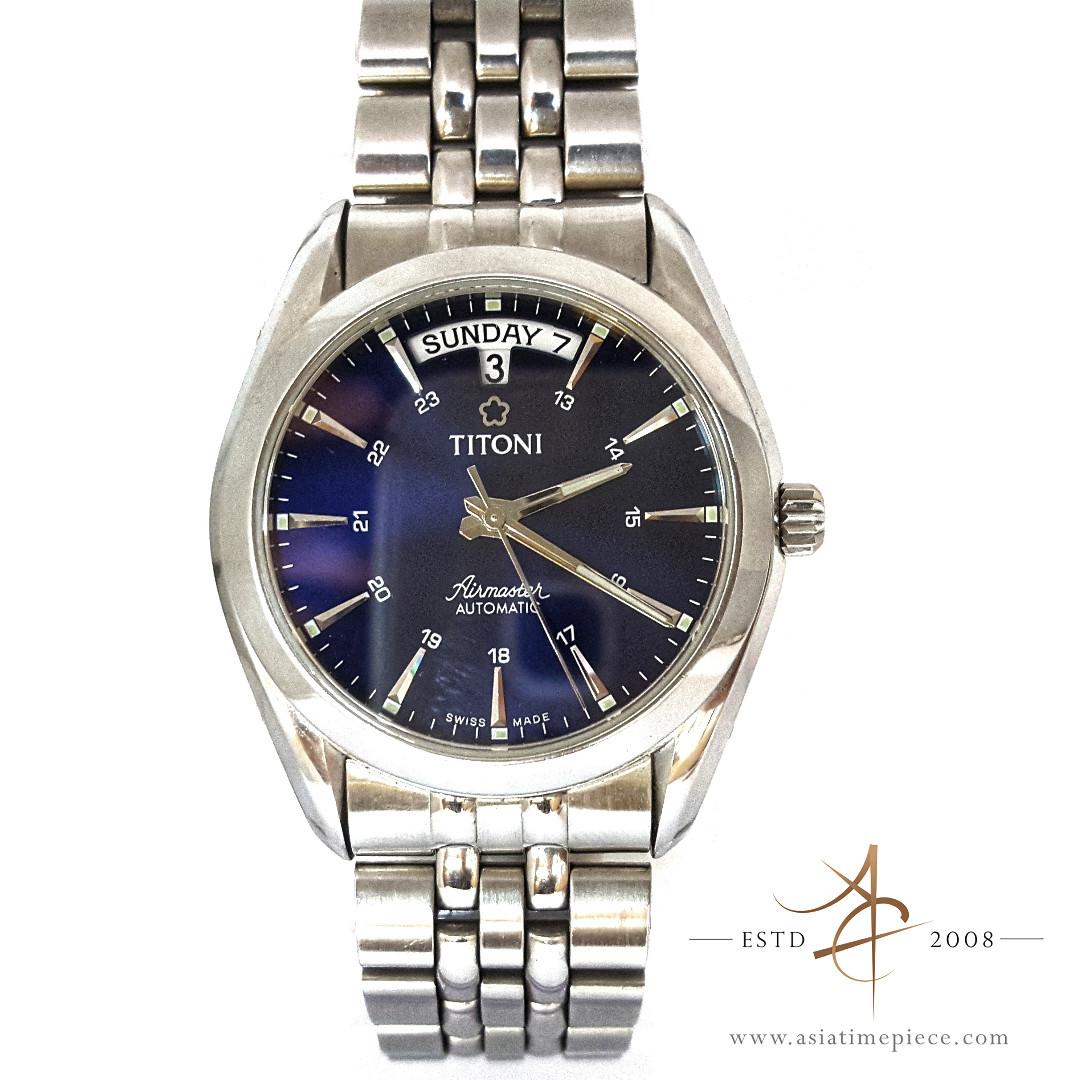 Titoni Day-Date Airmaster Tradition Blue Dial Ref 93963 Automatic Watch ...