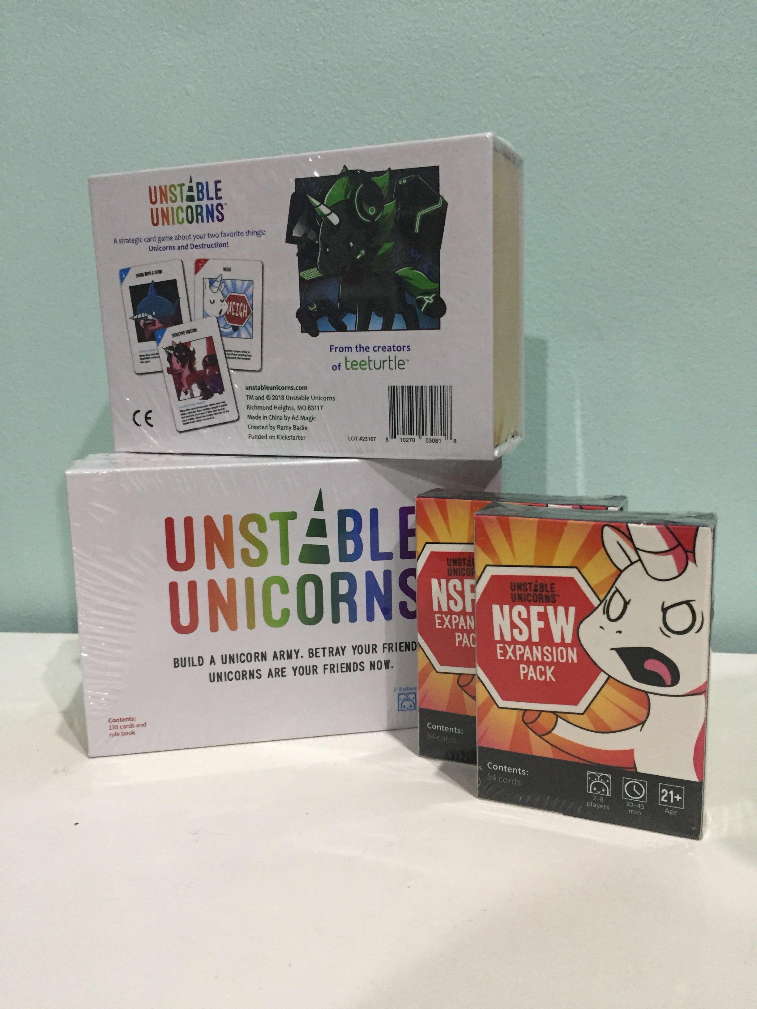 Unstable Unicorns and NSFW expansion pack, Hobbies & Toys, Toys & Games ...