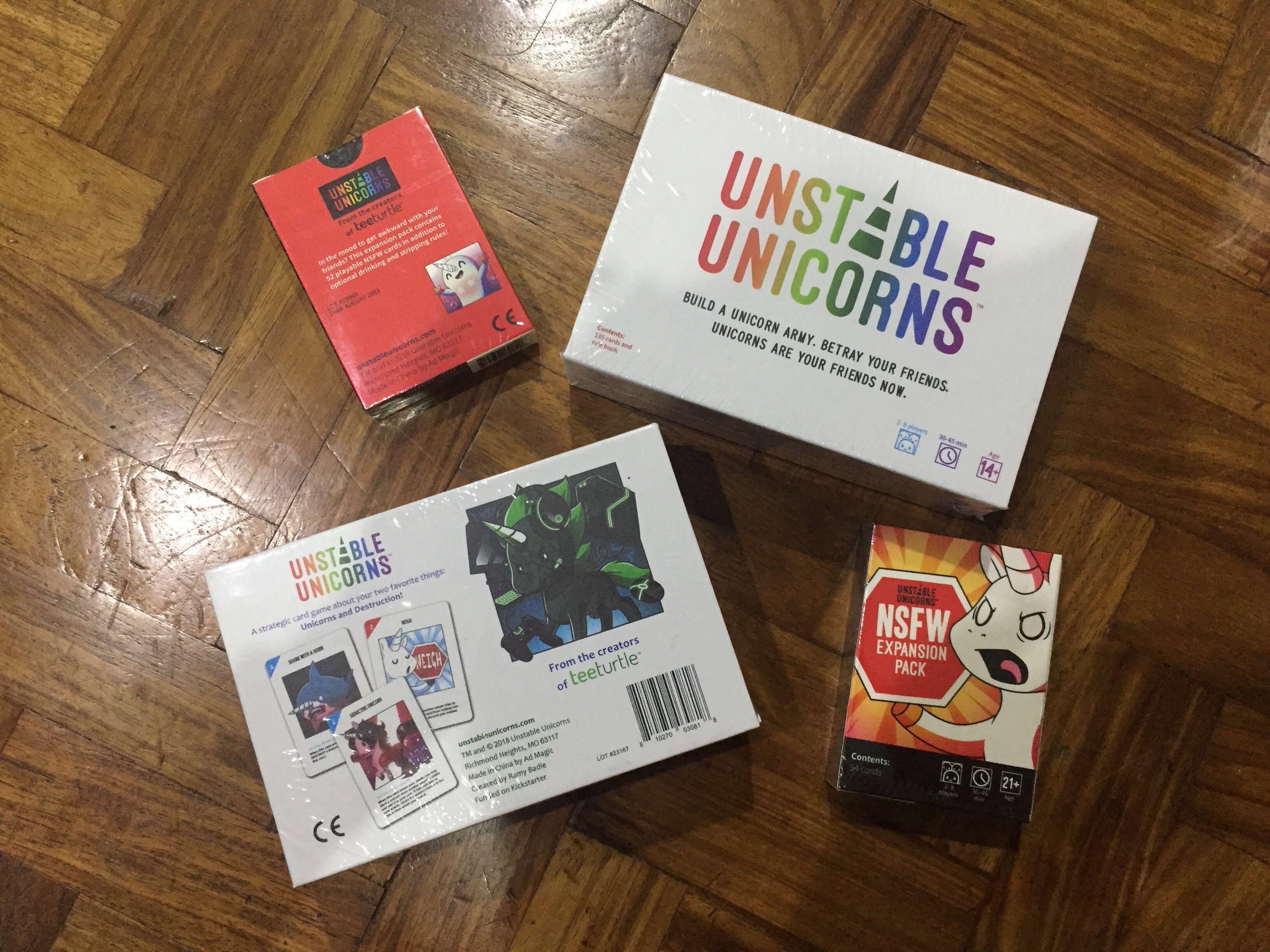Unstable Unicorns and NSFW expansion pack, Hobbies & Toys, Toys & Games ...