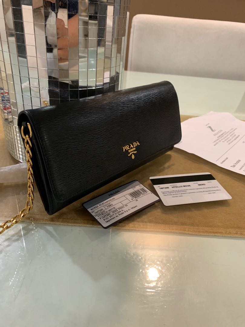 Prada Gold chain wallet, Luxury, Bags & Wallets on Carousell