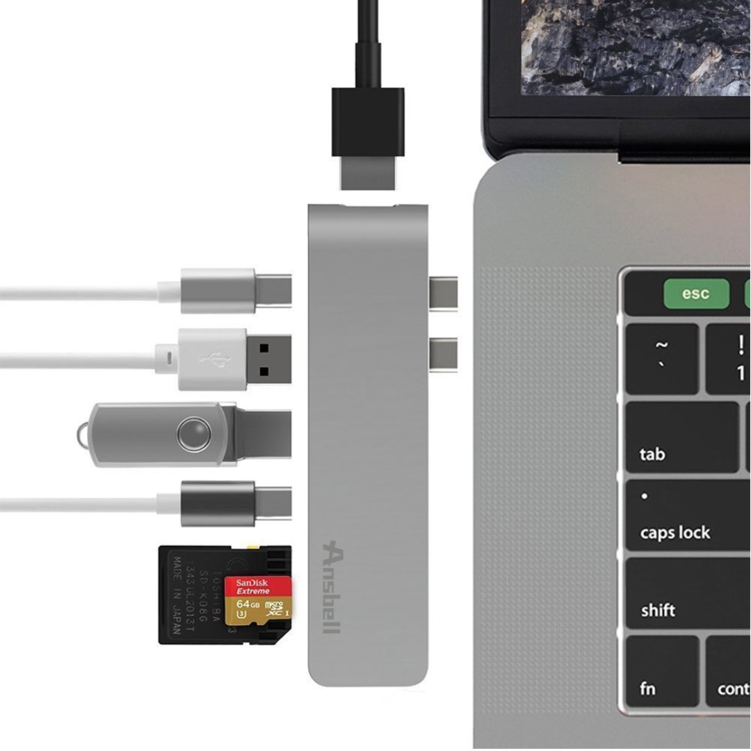 (BNIB) ANSBELL USB C 7-in-1 Hub Adapter with Card Readers, USB 3.0 ...