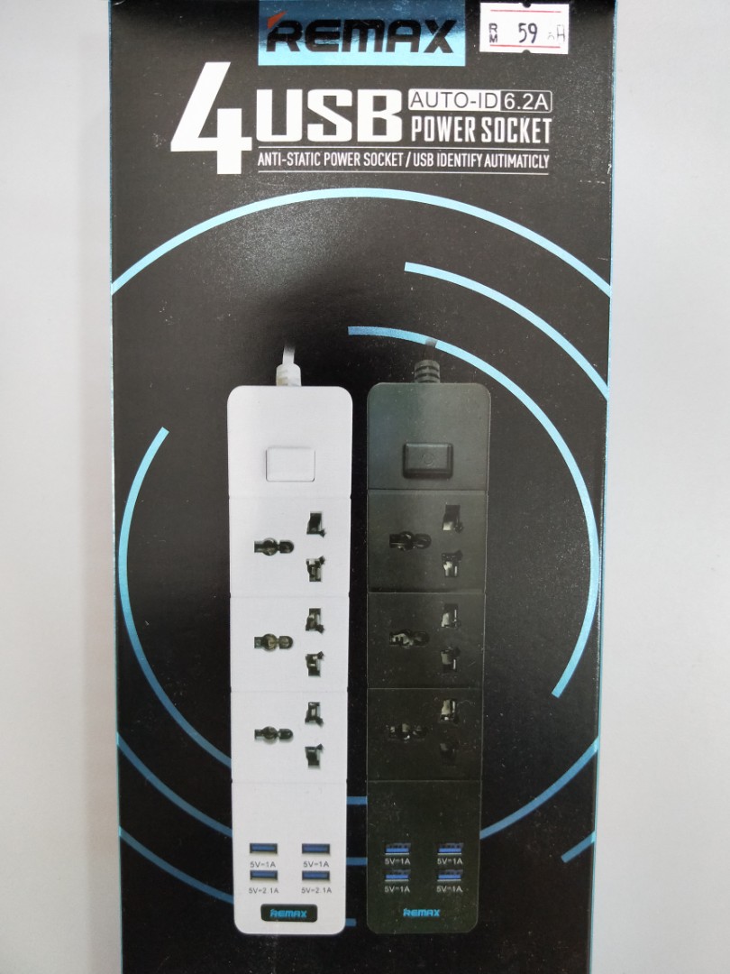 Remax Power Socket 4 USB, TV & Home Appliances, Electrical, Adaptors ...