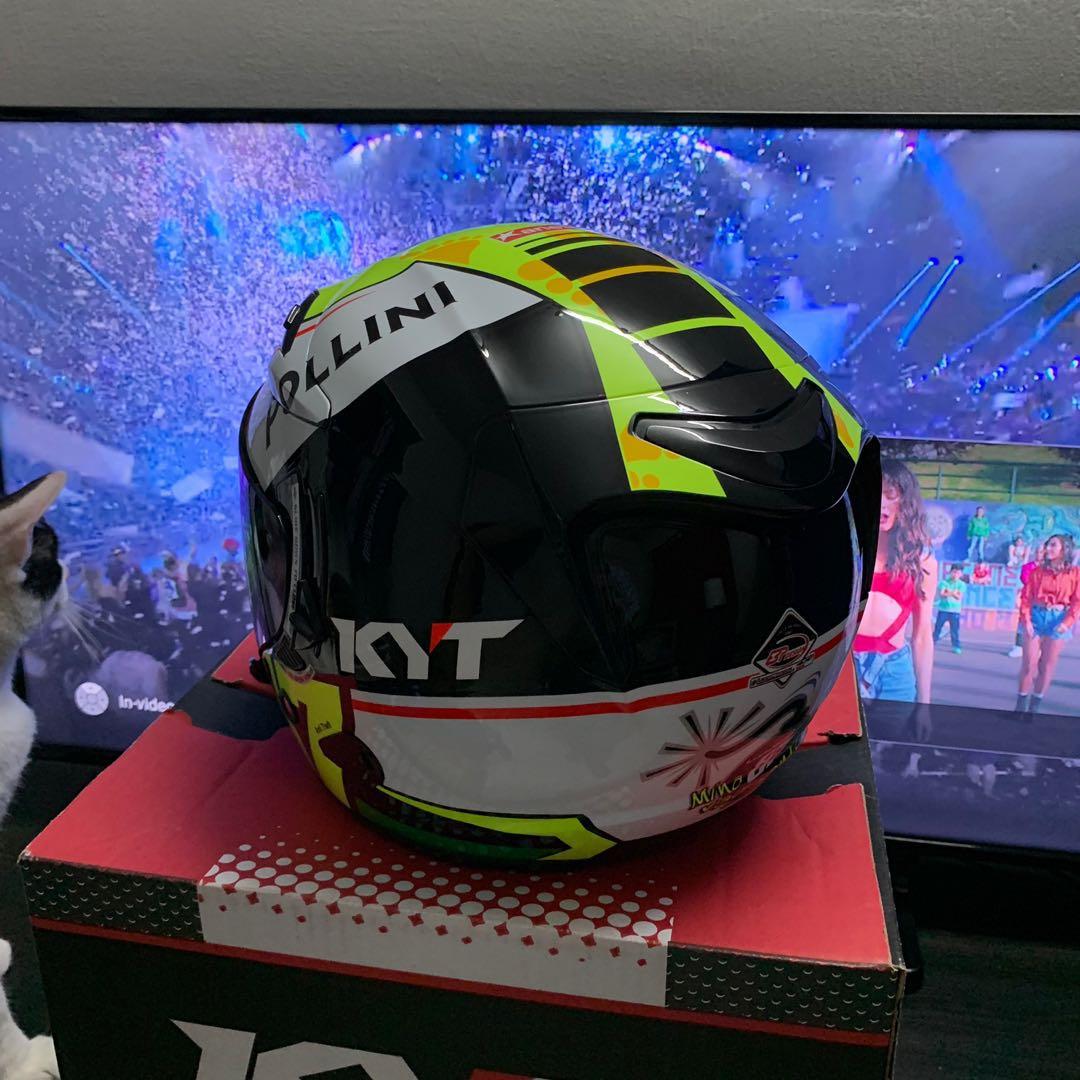 KYT Venom Luca Marconi helmet w/ Rainbow visor installed, Auto Accessories on Carousell