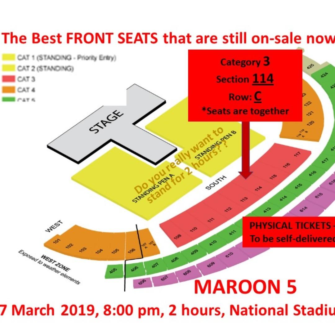 Maroon 5 Best Front Seats (Section 114 Row C), Everything Else on Carousell