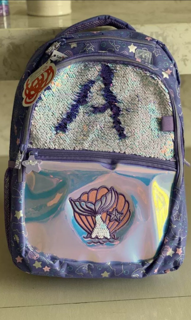 Smiggle backpack for girls. Mermaid. Purple. Reversible. Sewuins. Brand ...