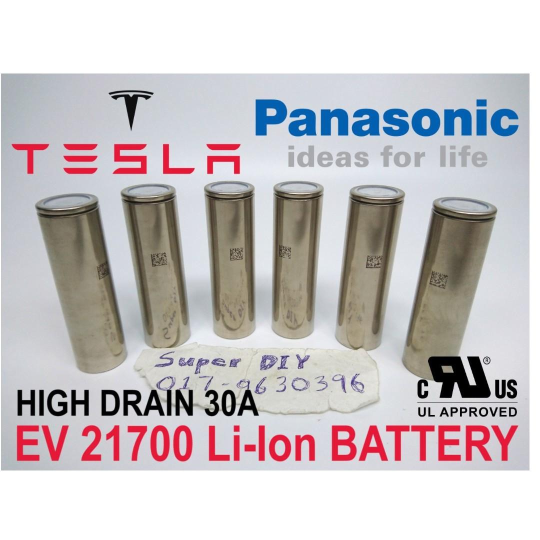 TESLA Panasonic 3.7V 5000mAh Li-Ion Rechargeable 21700 High Drain Vape ...