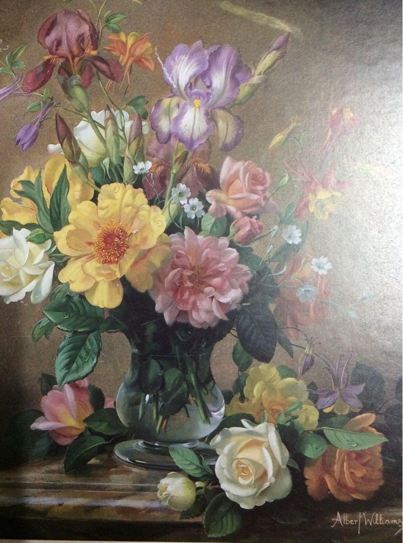 Vintage Mixed Flowers Art Print of Albert Williams UK, Furniture & Home ...
