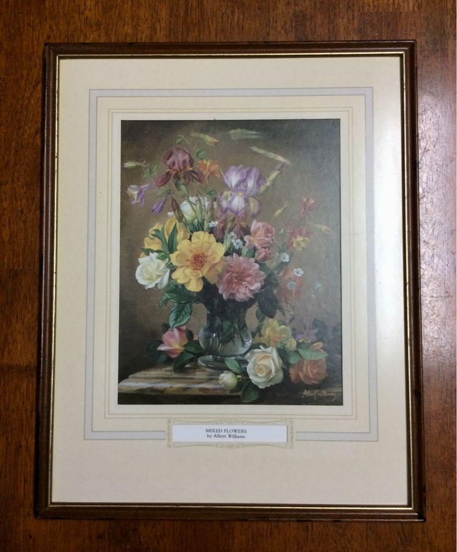 Vintage Mixed Flowers Art Print of Albert Williams UK, Furniture & Home ...
