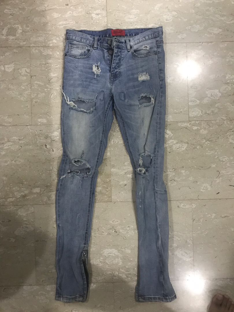Zipper denim, Men's Fashion, Bottoms, Jeans on Carousell