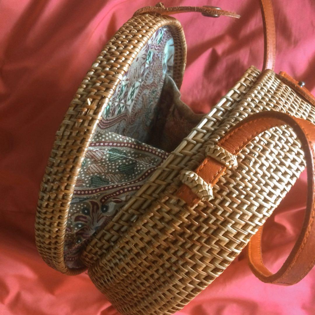Bali Rattan Round Bag, Women's Fashion, Bags & Wallets, Beach Bags on ...