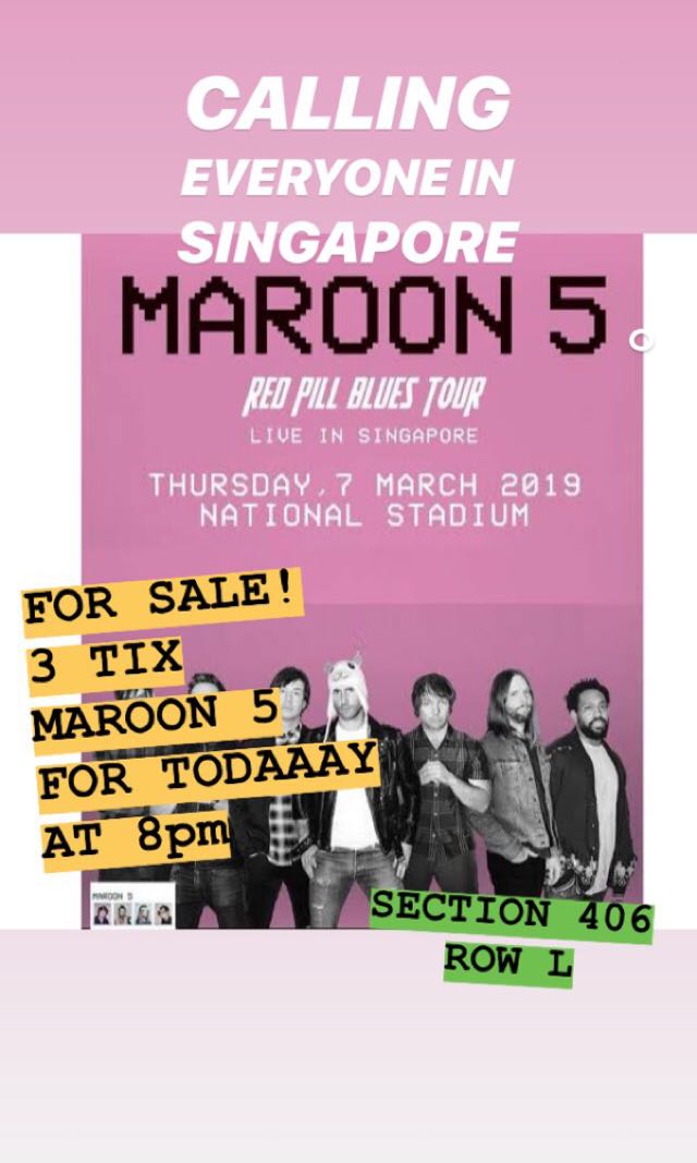 MAROON 5 - RED PILL BLUES TOUR SINGAPORE, Hobbies & Toys, Memorabilia ...