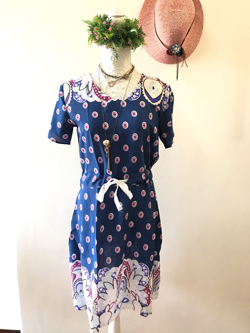 Printed delft blue dress, Women's Fashion, Dresses & Sets, Dresses on ...