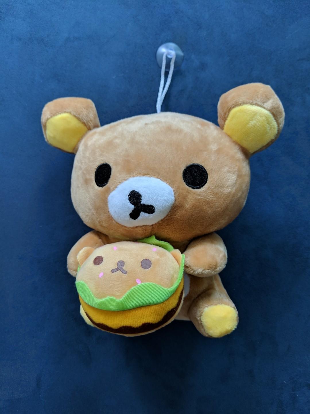 RARE Rilakkuma Plush Toy with burger face, Hobbies & Toys, Toys & Games ...