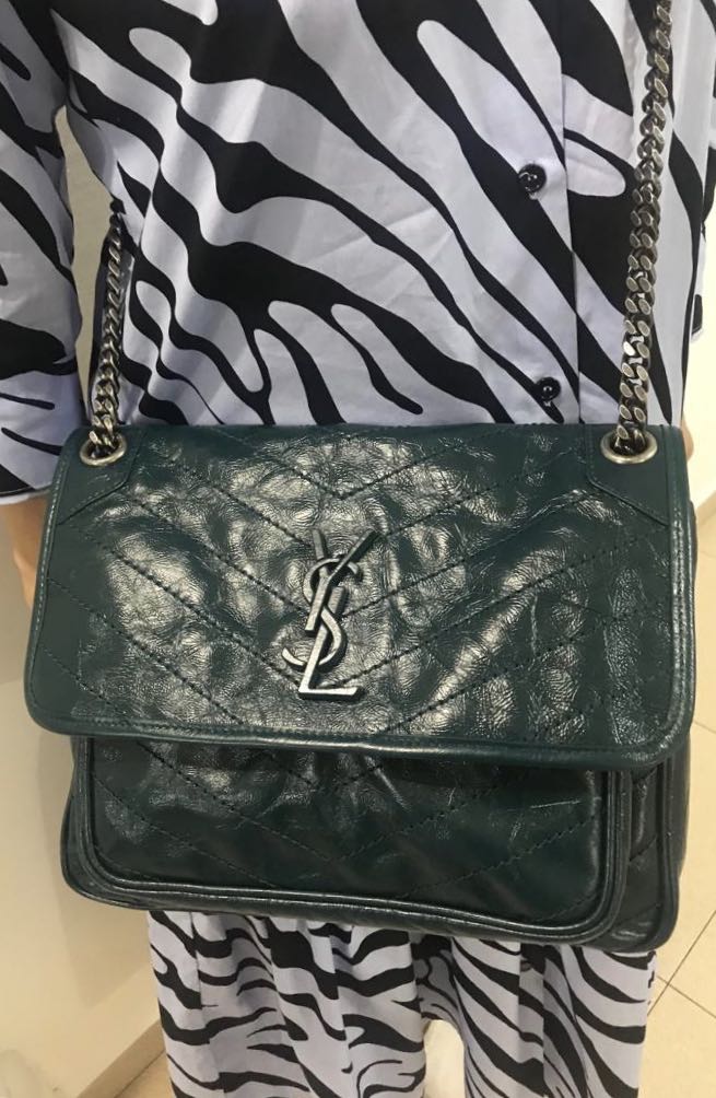 Saint Laurent (YSL) Medium Niki Bag in Crinkled Vintage Leather, Women ...