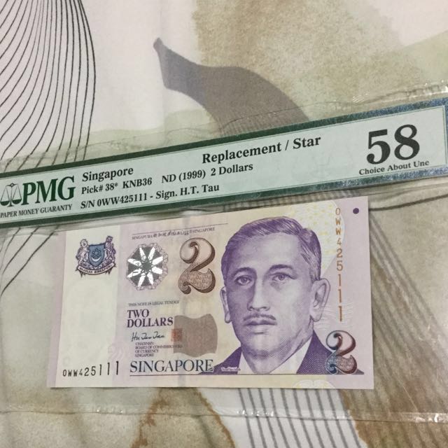 Singapore Bank Note Portrait $2 Replacement Note, Hobbies & Toys ...