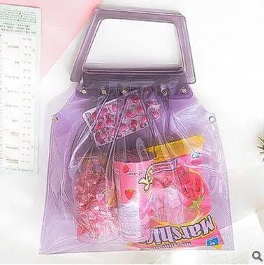 TRANSPARENT HAND CARRY TOTE BAG (PURPLE), Women's Fashion, Bags ...