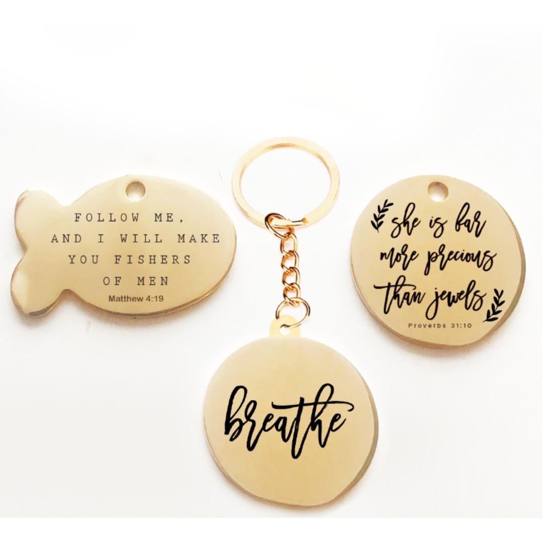Engrave your favourite bible verse, motivational verse on keychain tag ...