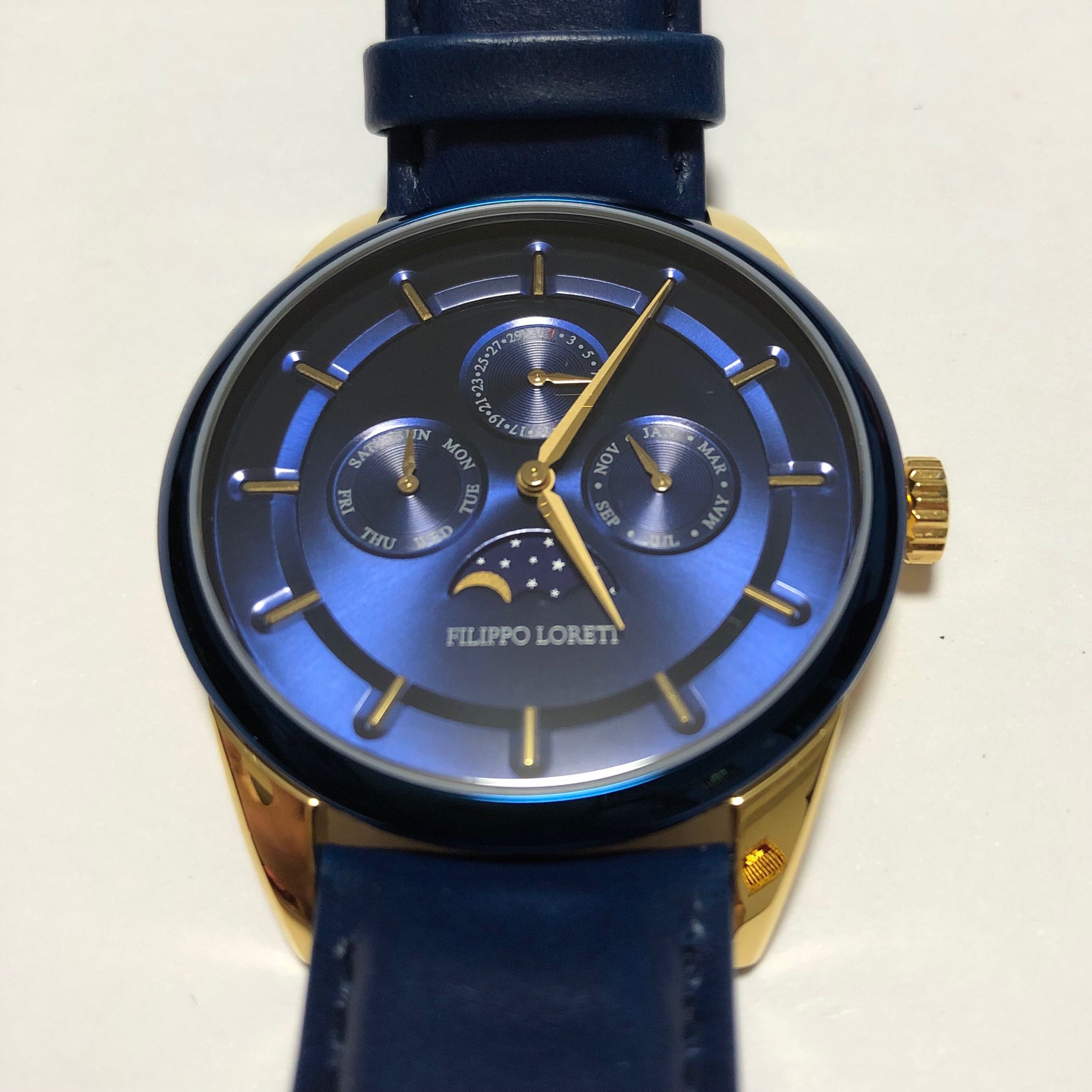 Filippo Loreti Venice Moonphase Blue Gold Watch with Gold Plated ...
