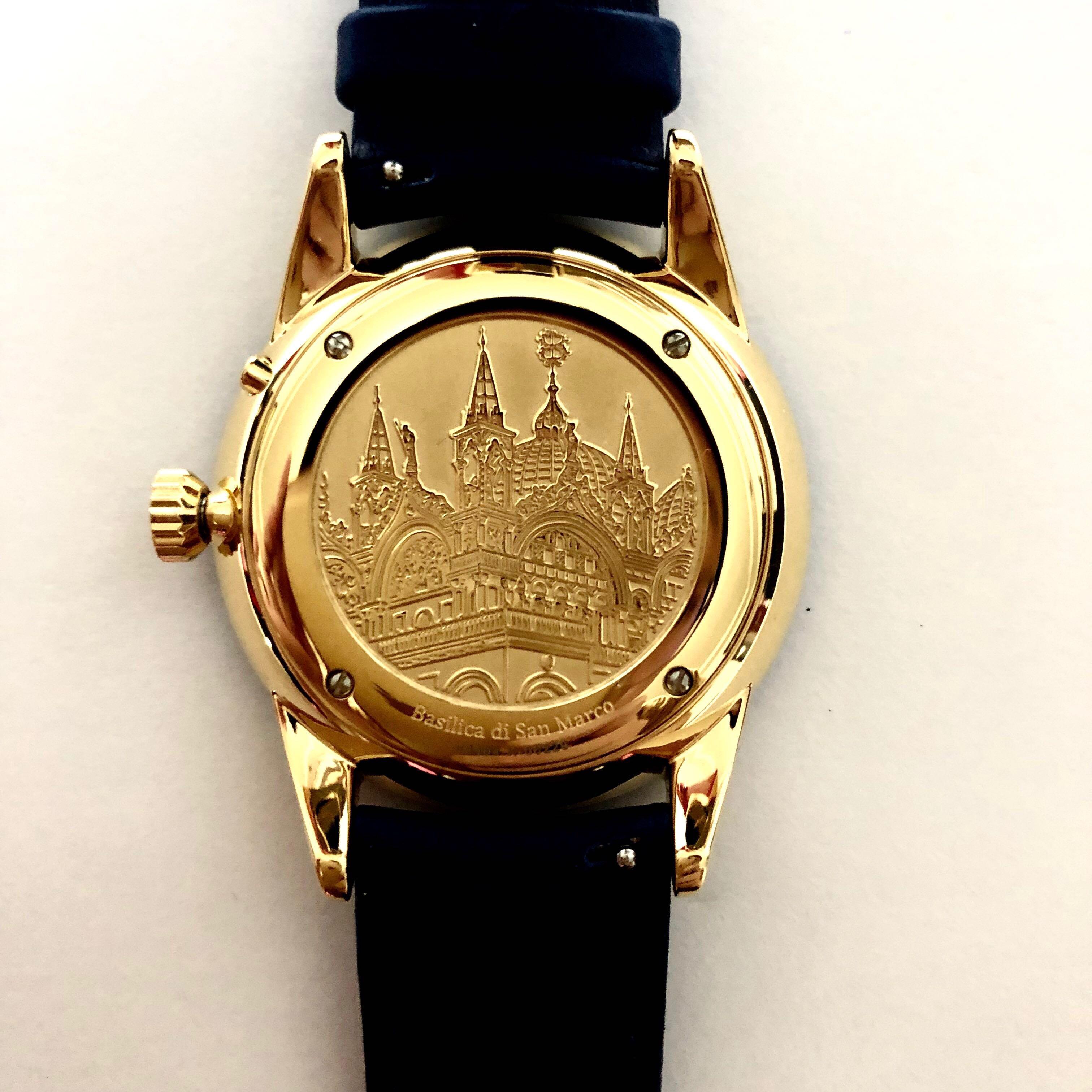 Filippo Loreti Venice Moonphase Blue Gold Watch with Gold Plated ...