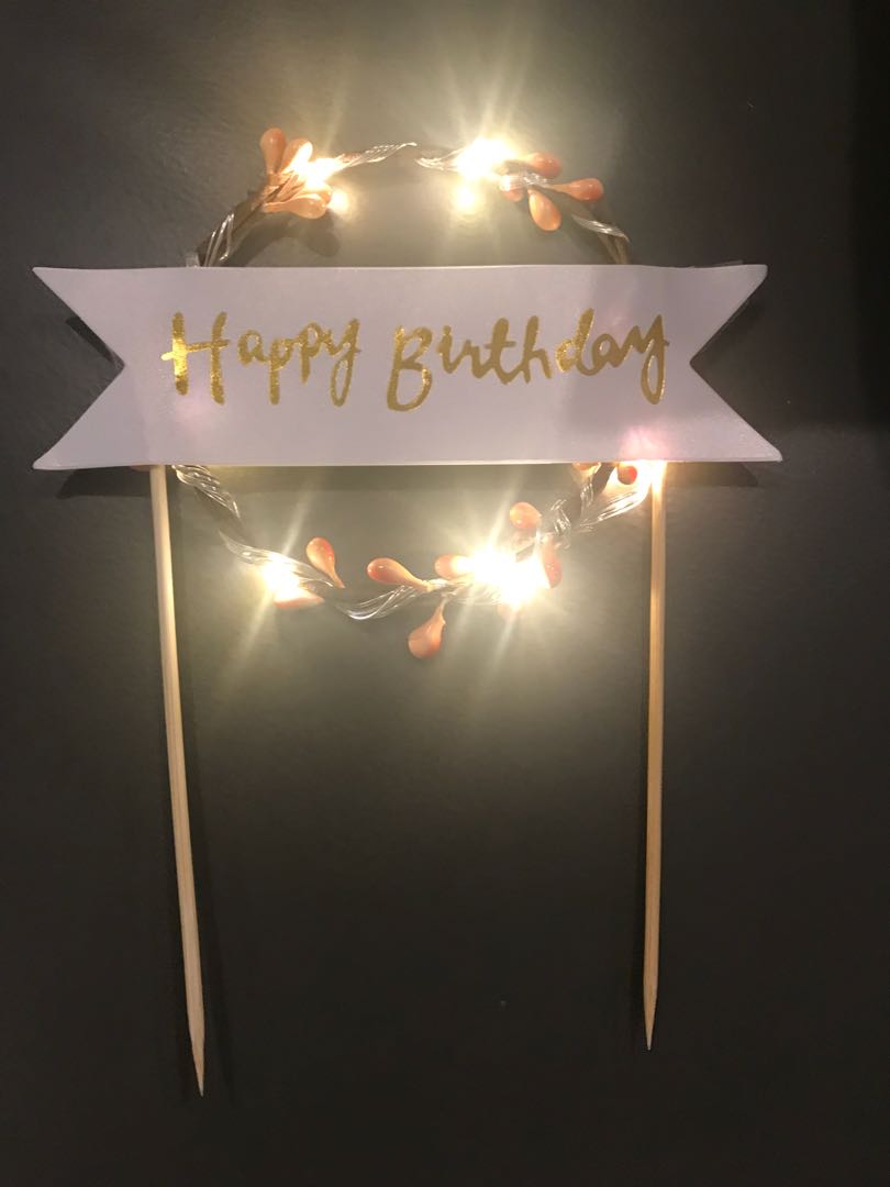 Happy Birthday Cake Topper with LED lights, Hobbies & Toys, Stationery ...