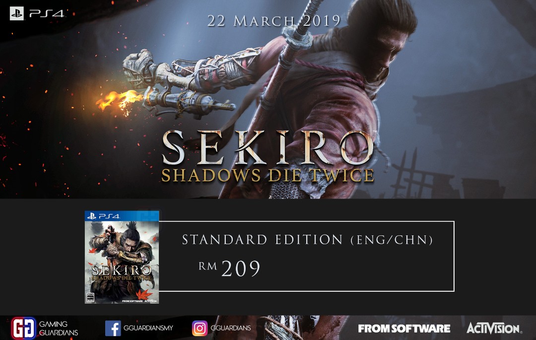 PS4 Sekiro: Shadows Die Twice (ENG/CHN), Video Gaming, Video Games, PlayStation on Carousell
