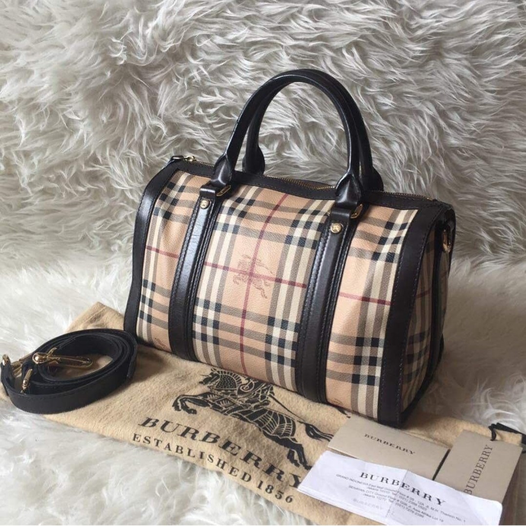 Burberry speedy komplit set with receipt, Fesyen Wanita, Tas & Dompet ...