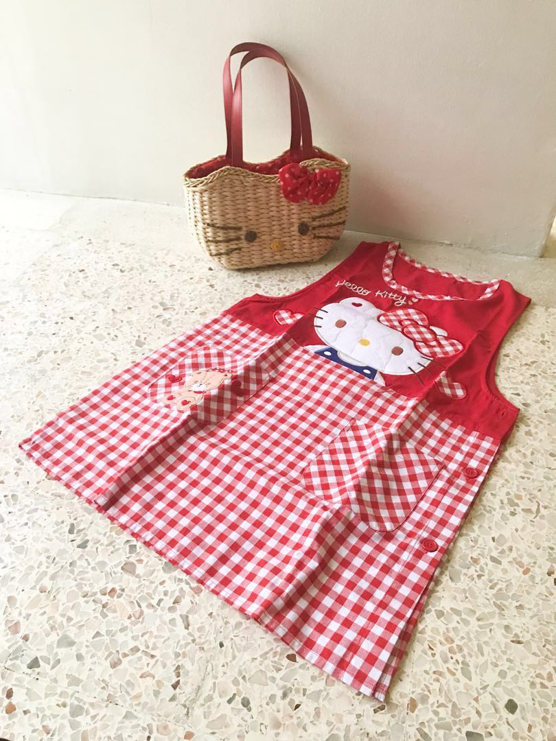 Hello Kitty rattan bag & apron set, Everything Else, Others on Carousell