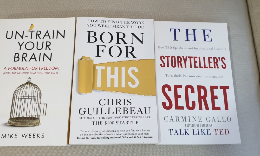 Self help books: Un-train Your Brain, Born for this, Secret, Hobbies ...