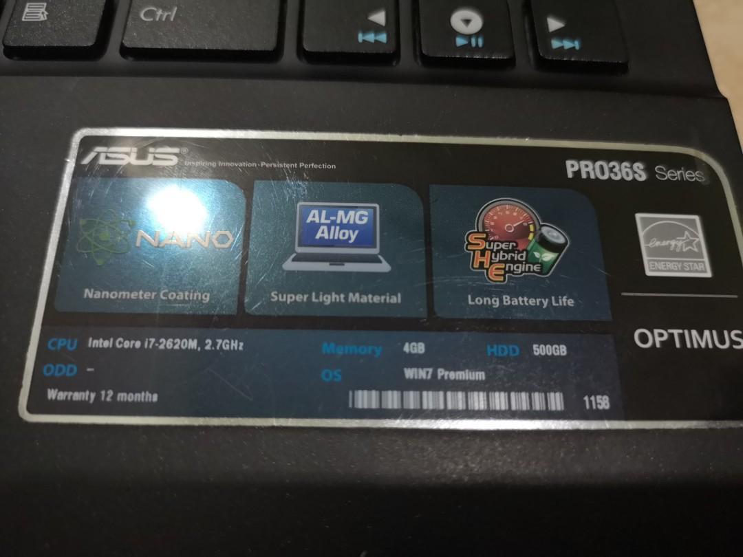 Asus Pro 36S Optimus Laptop, Computers & Tech, Laptops & Notebooks on Carousell