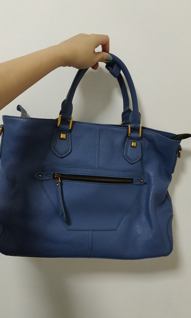Dusty blue leather bag, Luxury, Bags & Wallets on Carousell