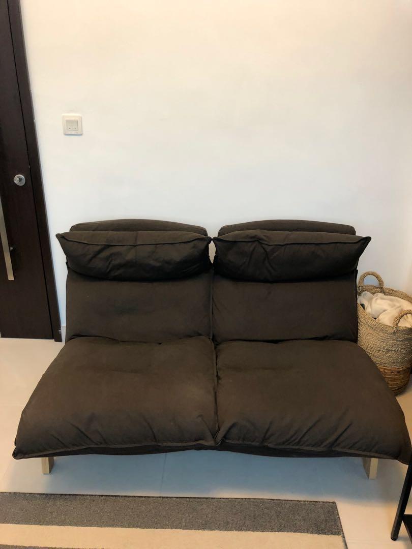 Muji 2 seater sofa w/ ottoman, Furniture & Home Living, Furniture, Sofas on Carousell