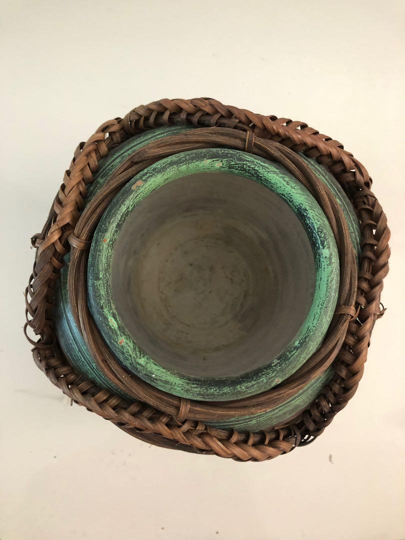 Rustic with rattan clay vase, Furniture & Home Living, Gardening, Pots ...