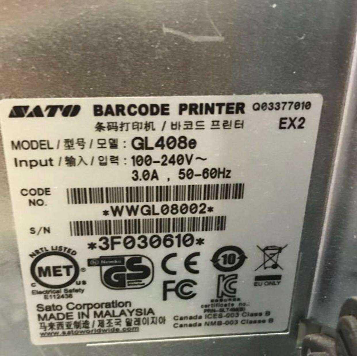 Sato GL408e Industrial Thermal Printer, Computers & Tech, Printers ...