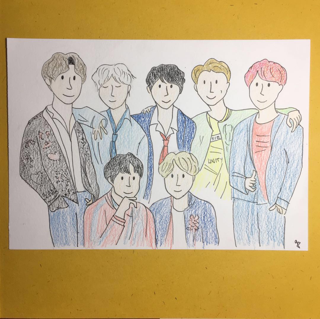 Fun portrait Drawing of BTS, Hobbies & Toys, Memorabilia & Collectibles ...