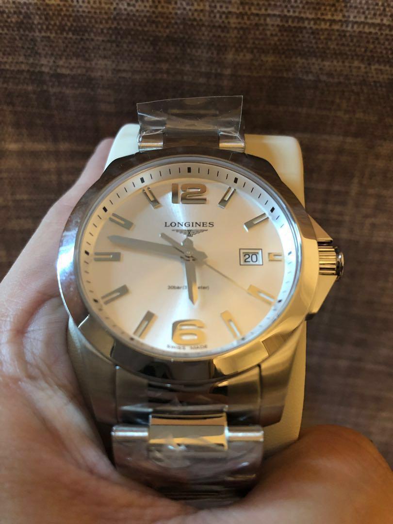 Longines Conquest Silver Dial Stainless Steel Mens Watch, Men's Fashion ...
