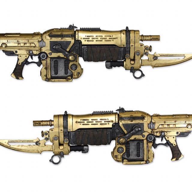 NECA GEARS OF WAR LIFESIZED GOLD RETRO LANCER PROP REPLICA, Hobbies ...