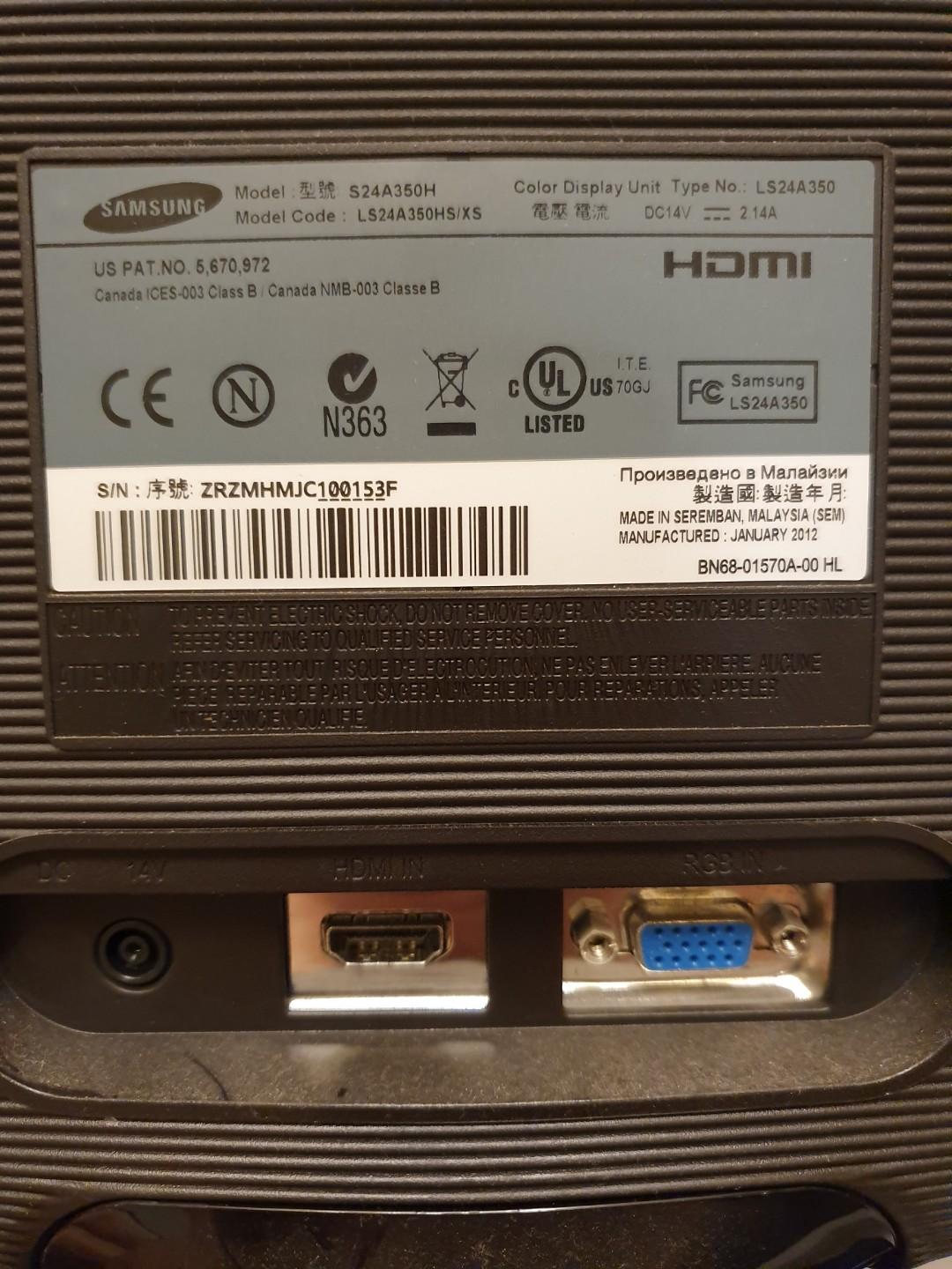 Samsung SA350 Syncmaster 24" monitor, Computers & Tech, Parts ...