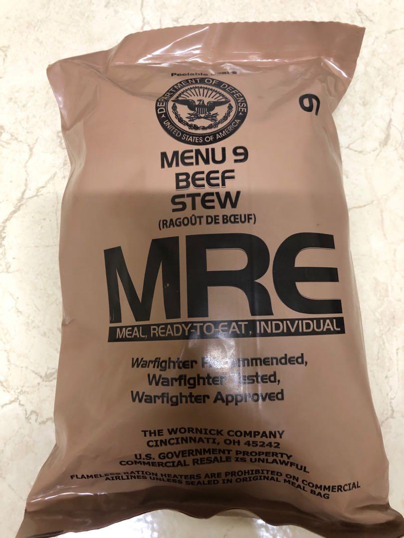 US MRE menu 9 - Beef Stew, Everything Else on Carousell