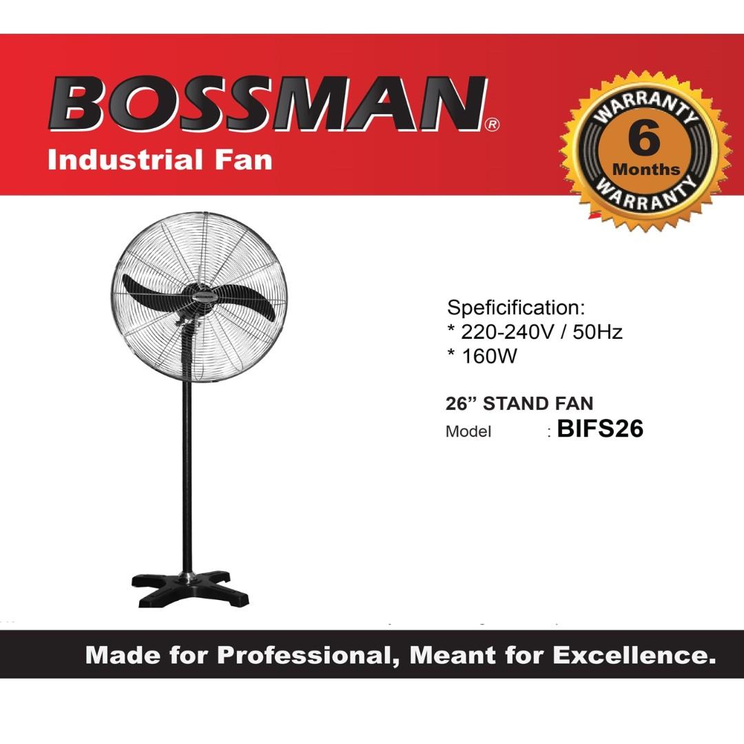 BOSSMAN BIFS26 Industrial Stand Fan 26", TV & Home Appliances ...