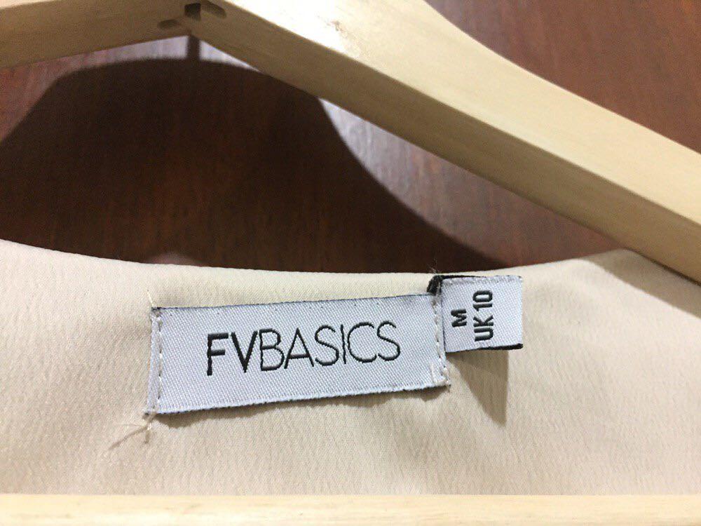 FV Basics Arabelle Flared Sleeve Eyelet Dress In Nude, Women's Fashion ...