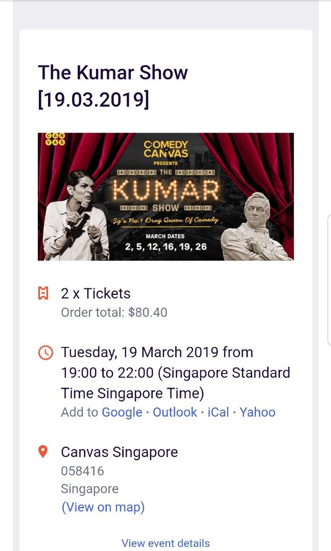 Kumar stand up comedy show for 2 pax on 19 Mar, Tickets & Vouchers ...