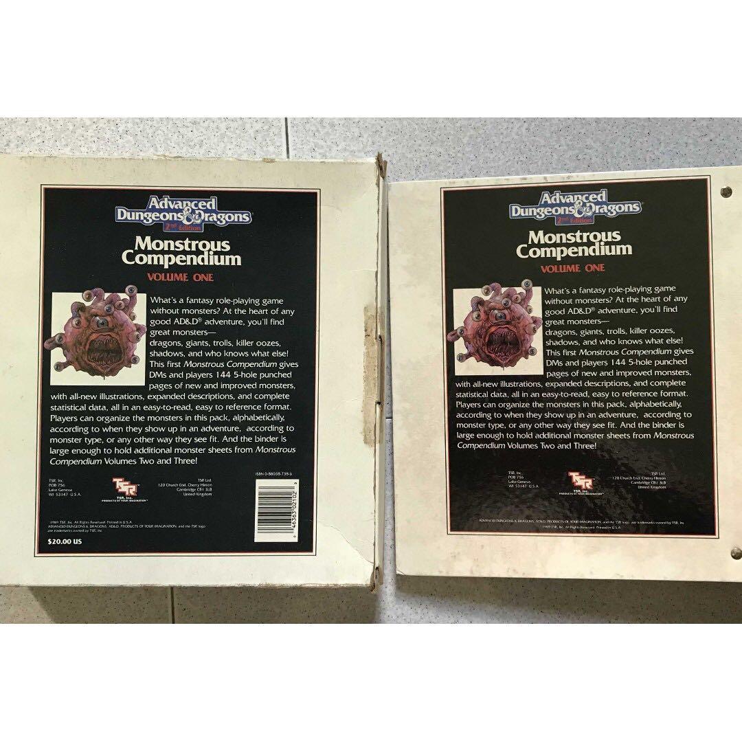 Advanced Dungeons and Dragons Monstrous Compendium Vol Volume 1 And 2 ...