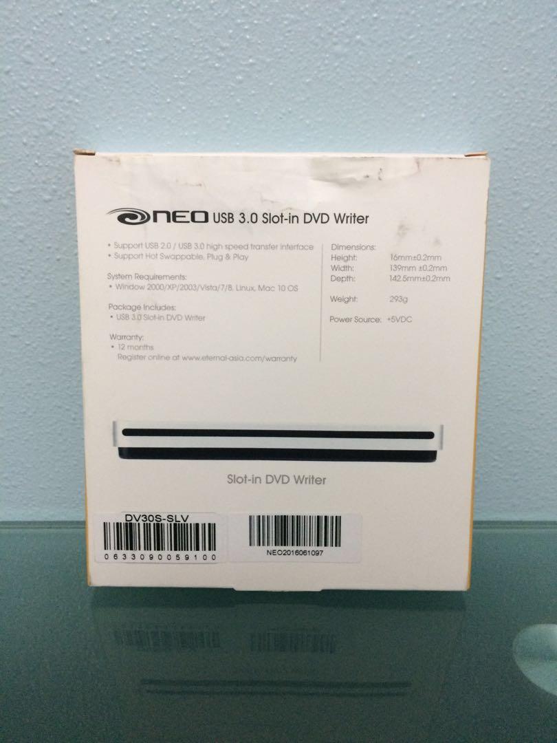NEO Slimmest USB 3.0 Slot-in DVD Writer, Computers & Tech, Parts ...