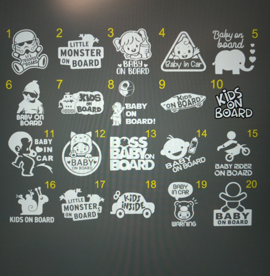 Baby in car / baby / kids on board sticker vinyl die-cut decal for cars ...