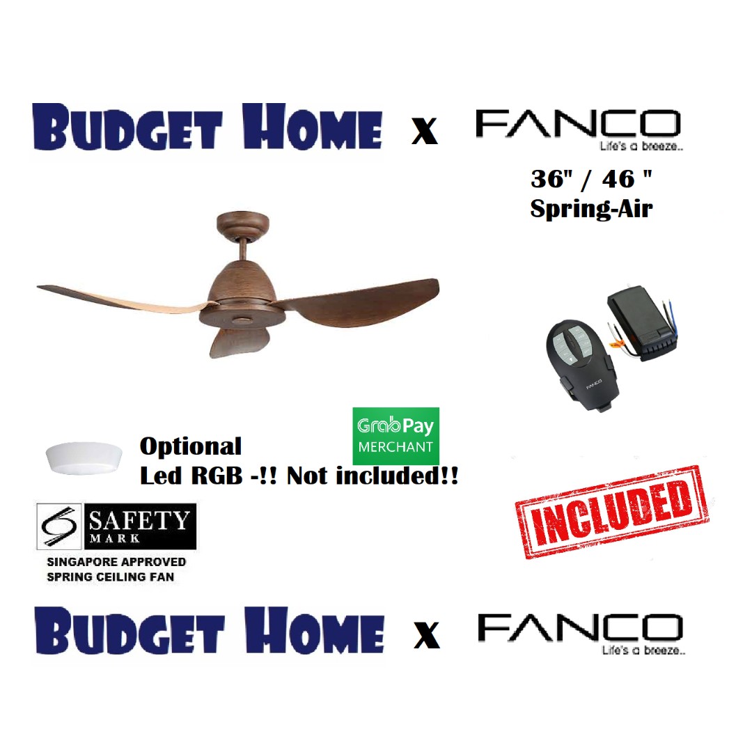 Fanco ceiling fan Spring air 36/46, Furniture & Home Living, Lighting ...