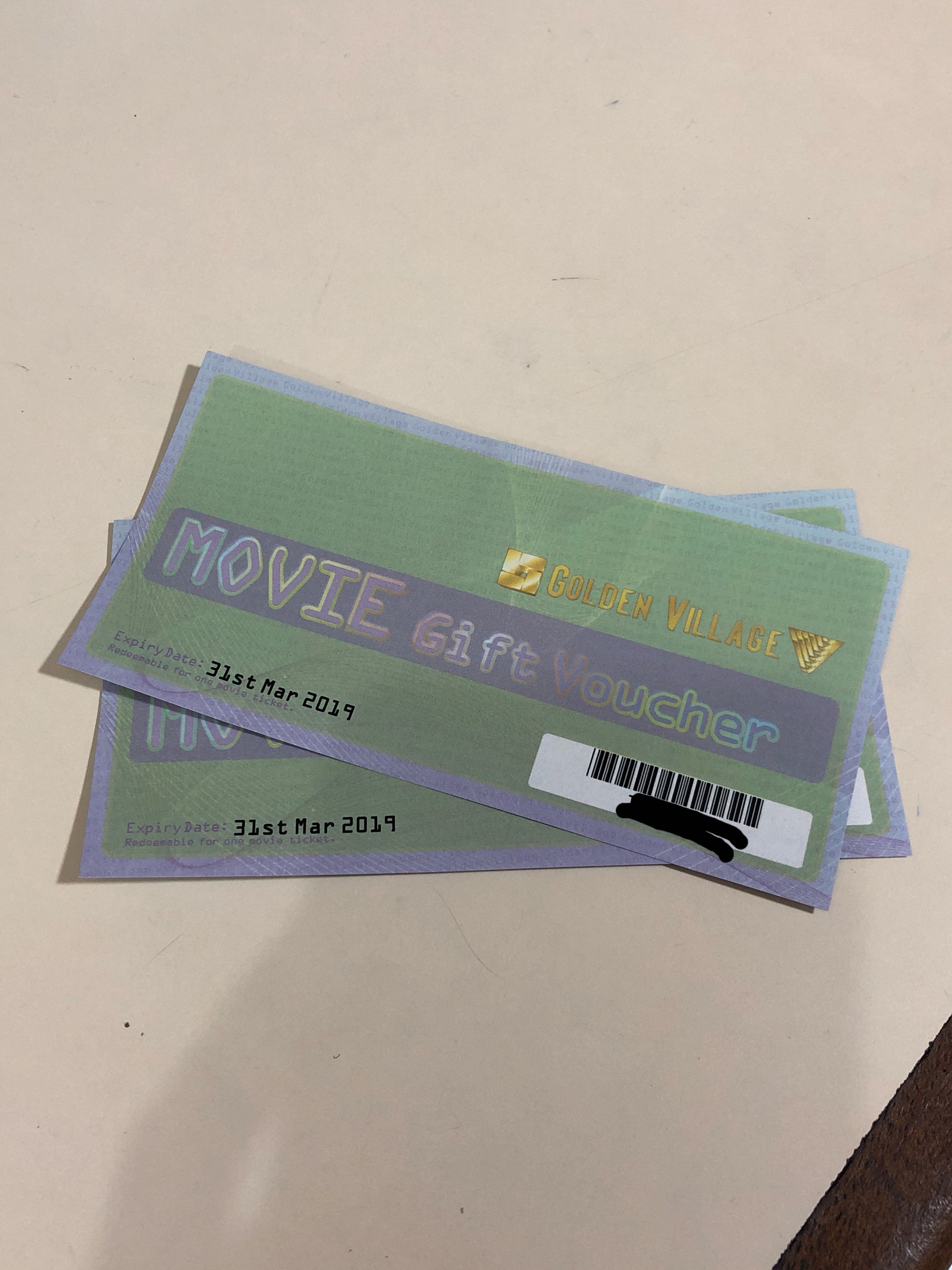 Golden Village Movie Ticket, Tickets & Vouchers, Vouchers on Carousell